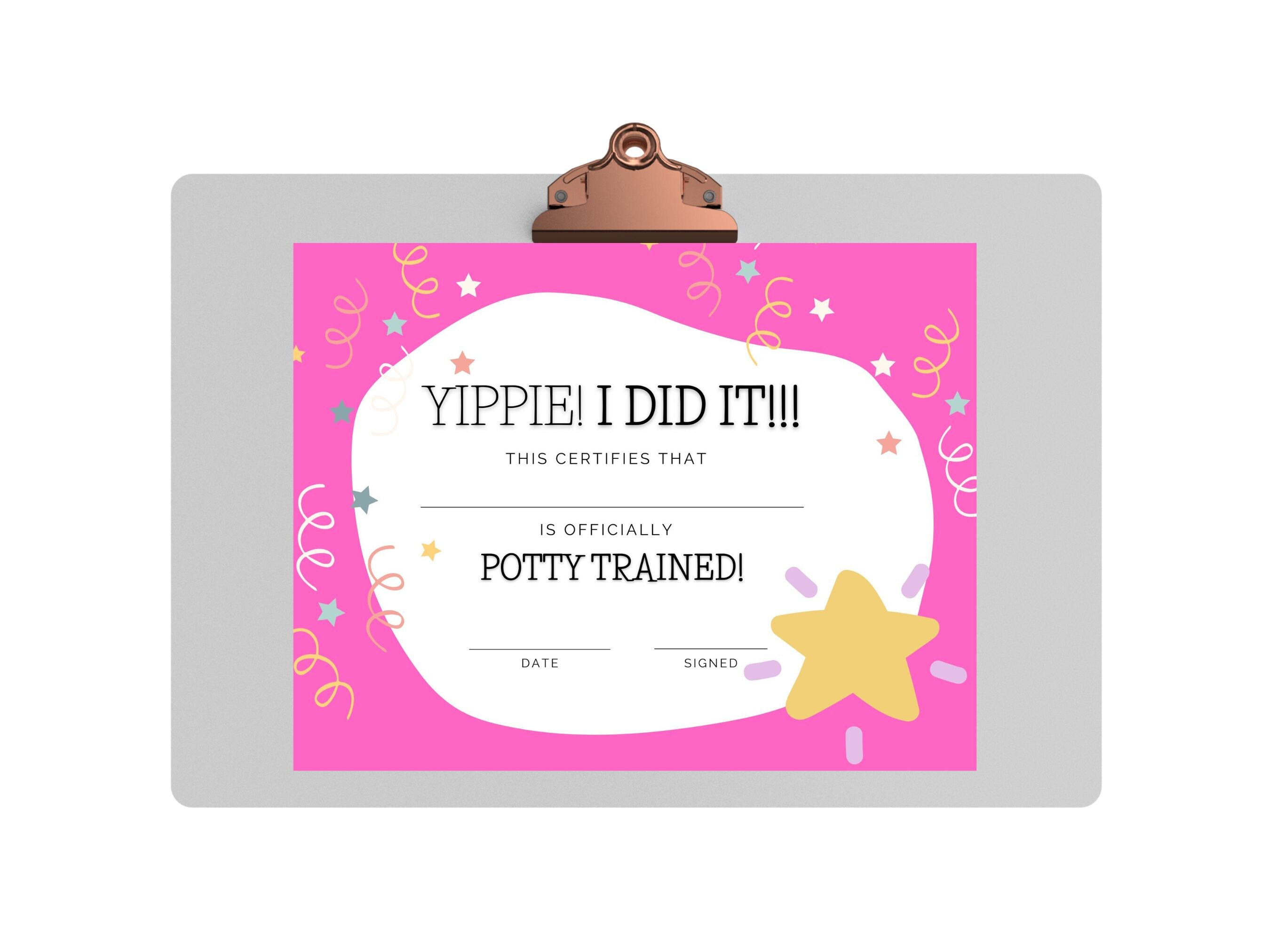 Potty Training Certificate, Potty Training Diploma, Potty Training ...