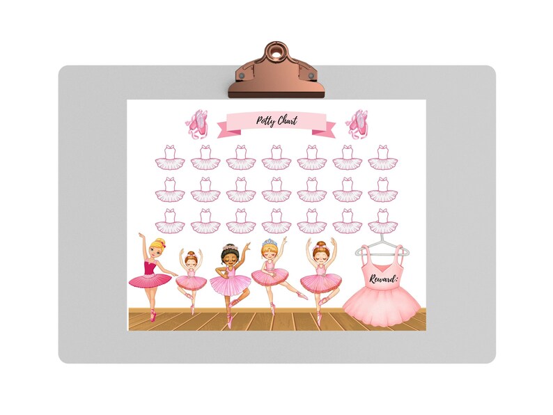 Ballerina Potty Chart, Ballet Potty Chart, Potty Chart for Girl, Girl ...