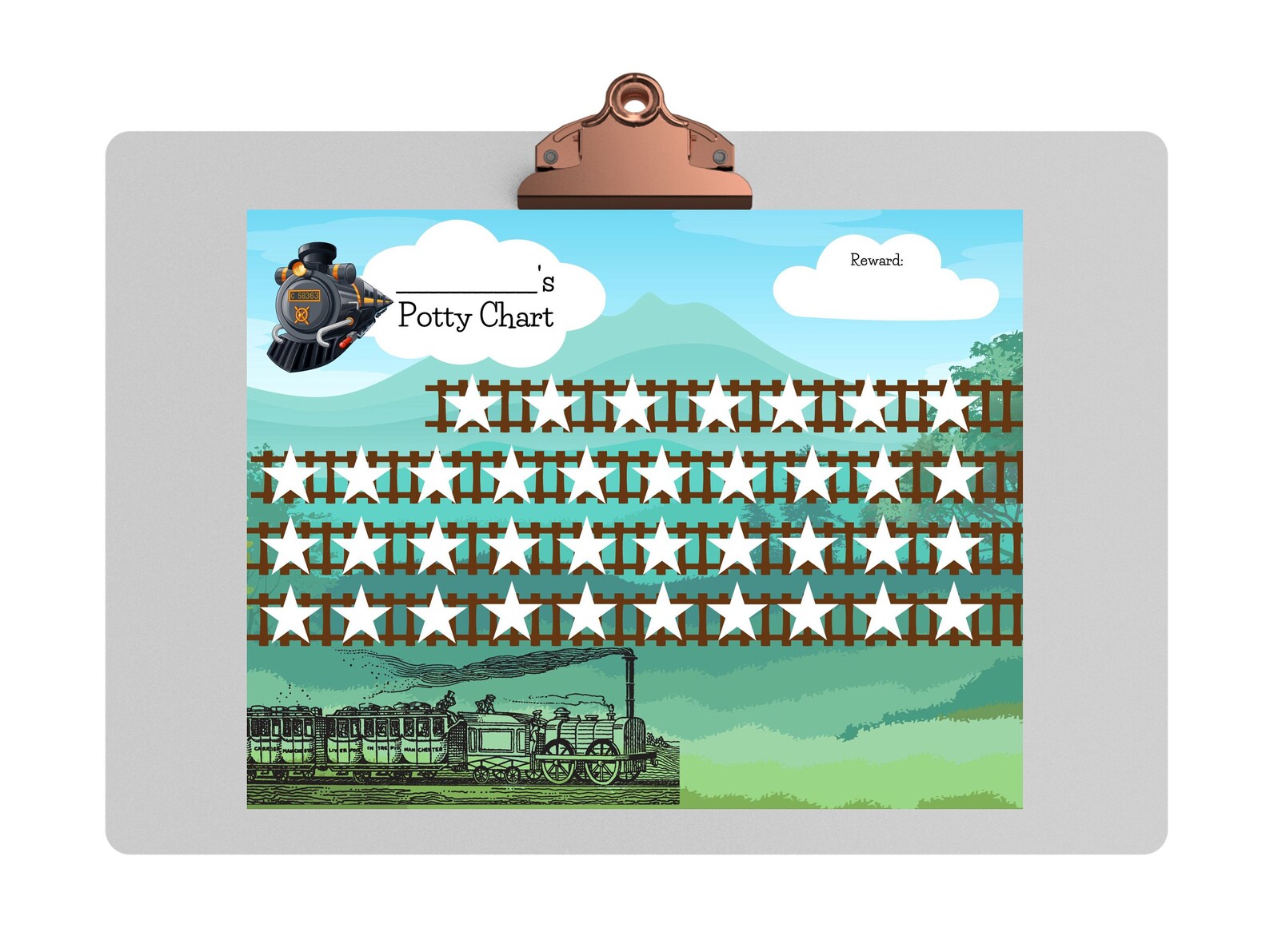 Train Potty Chart, Train Behavior Chart, Train Sticker Chart, Train ...