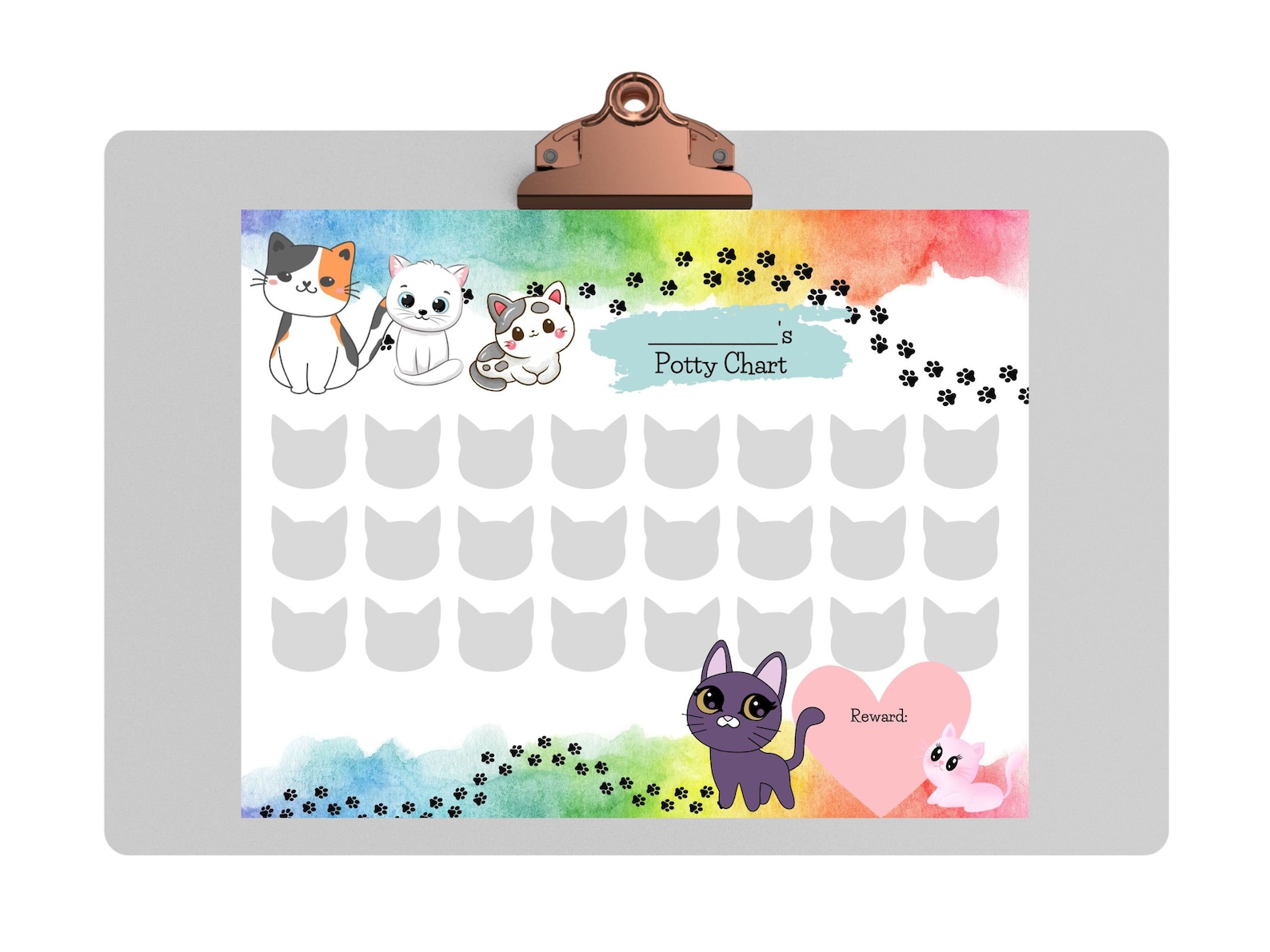 Kitten Potty Chart, Kitty Potty Chart, Cat Potty Chart, Potty Training ...