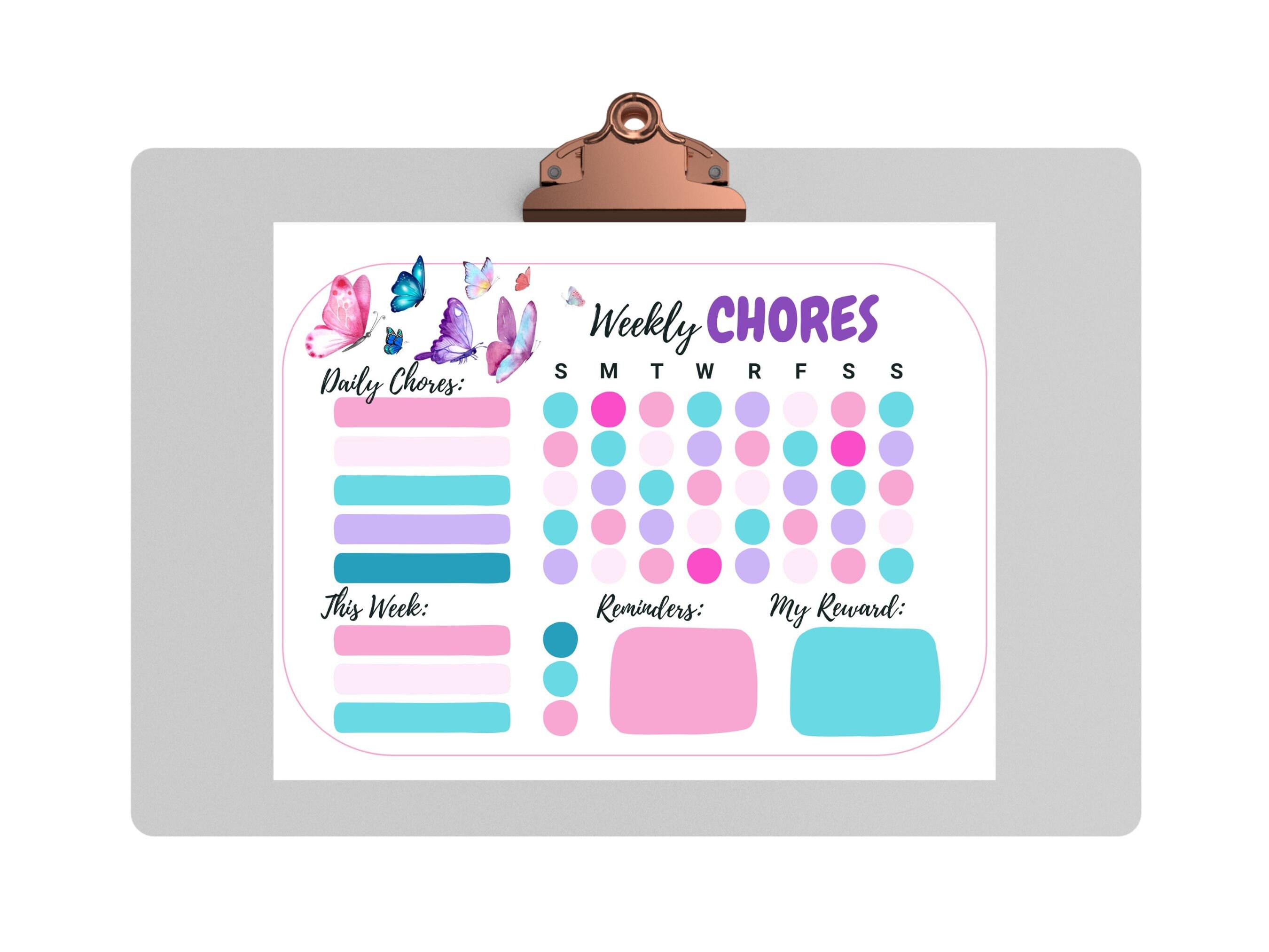 Butterfly Chore Chart, Chore Chart for Kids, Kids Chores, Kids Chore ...