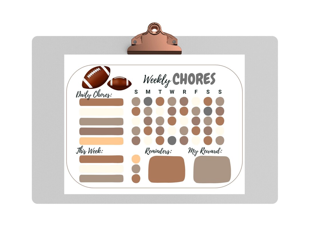 Football Chore Chart, Chore Chart for Kids, Kids Chores, Kids Chore ...