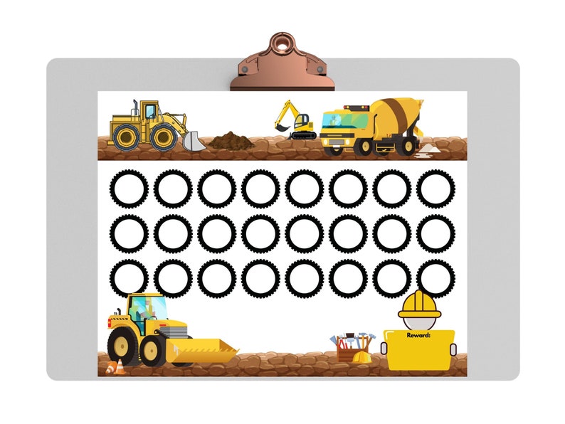 Construction Potty Chart, Truck Reward Chart, Construction Truck ...