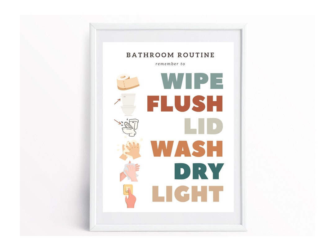 Bathroom Routine Visual, Bathroom Routine Printable, Bathroom Printable ...