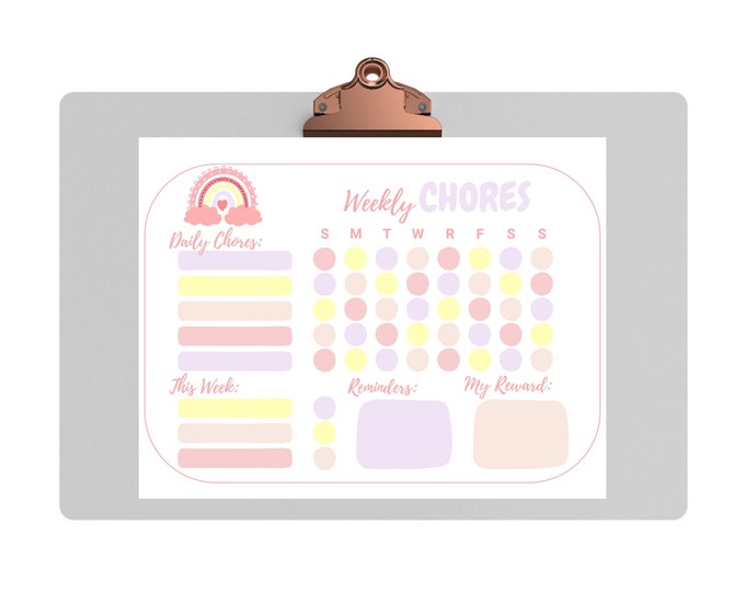 Editable Girl Rainbow Reward Chart for Kids, Rainbow Routine Chart ...