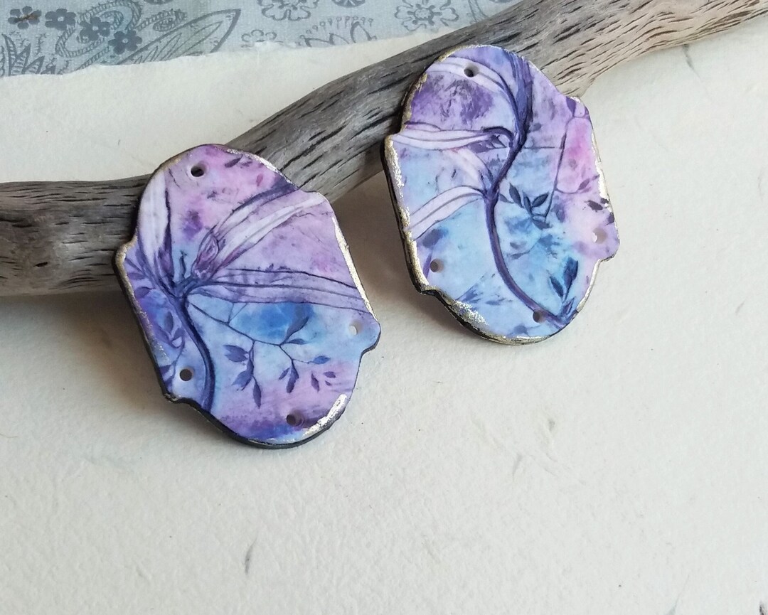 Large Handmade Polymer Clay Componets, Earring Componets, Nature ...