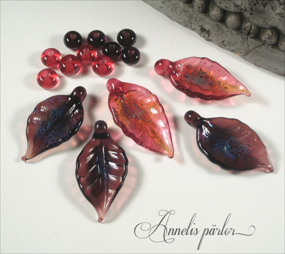 Handmade Lampwork Glass Beads, Handmade Glass Leaves, Artisan Jewelry ...