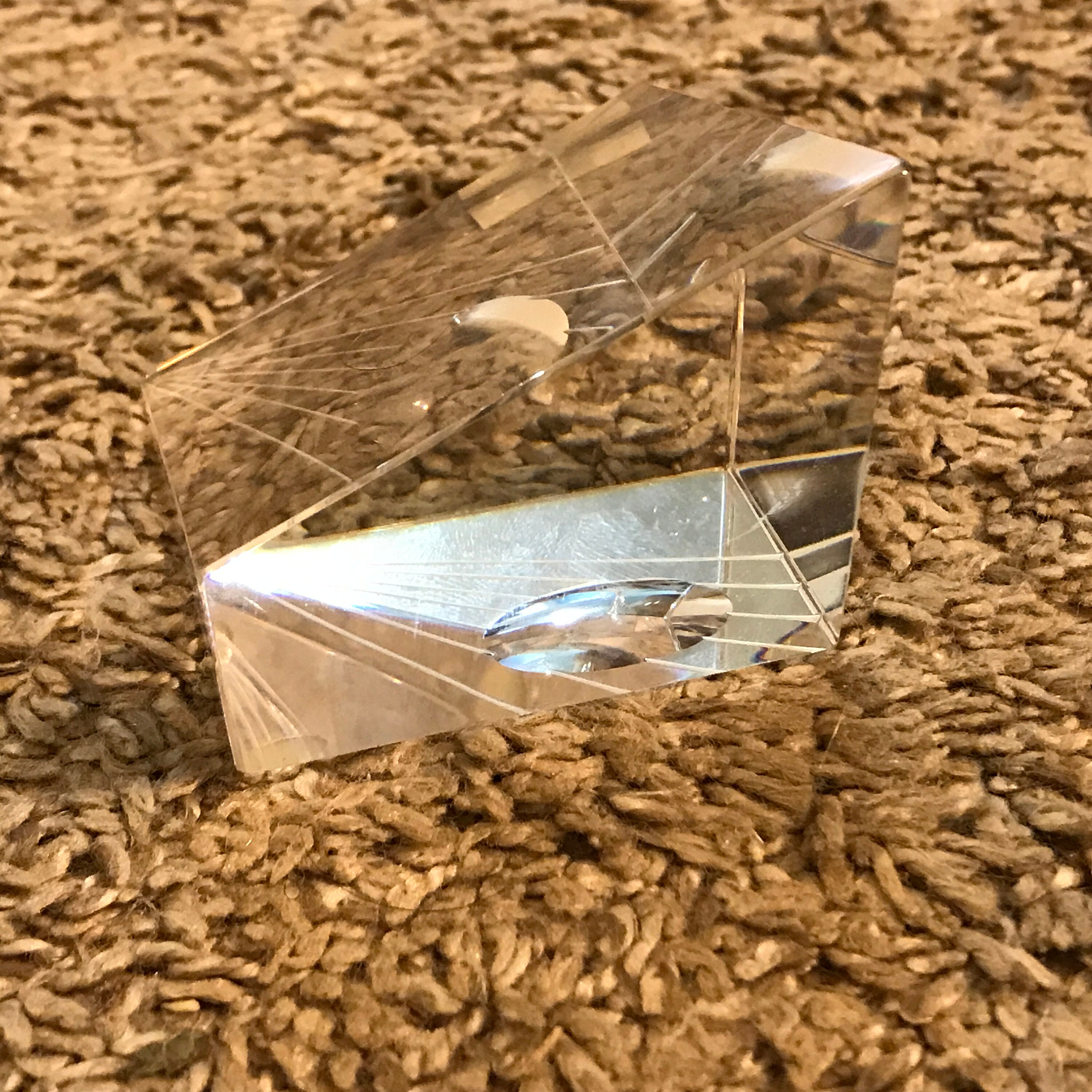 Vintage James Shaw Geometric Art Glass Paperweight - Etsy