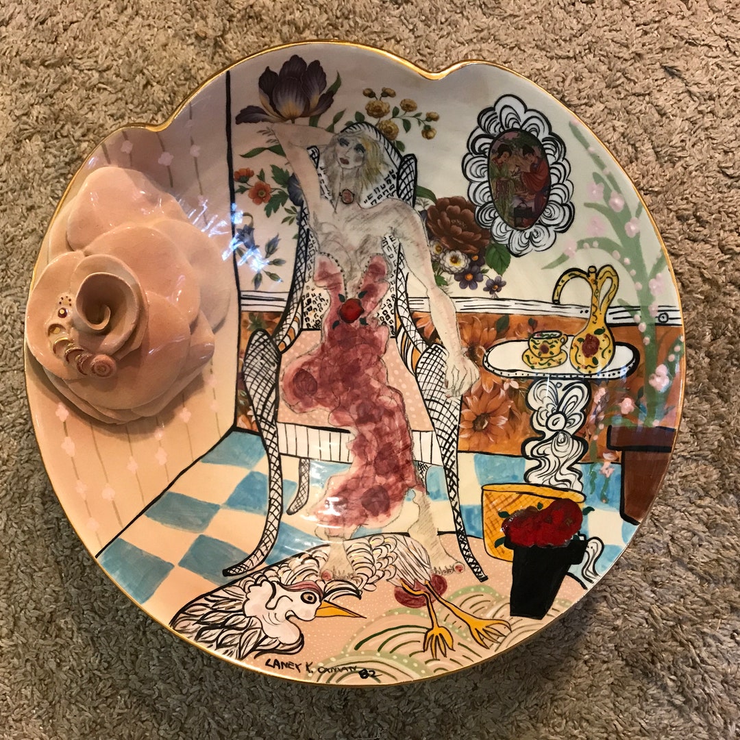 Laney Oxman Hand Painted Ceramic Serving Center Bowl - Etsy