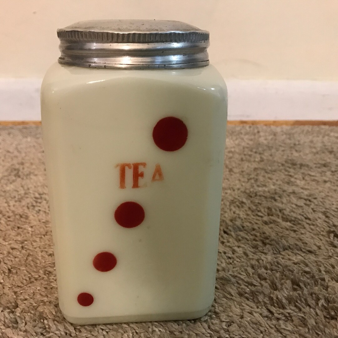 Vintage Mckee Red Dots on Custard Glass Tea Jar Canister - Etsy