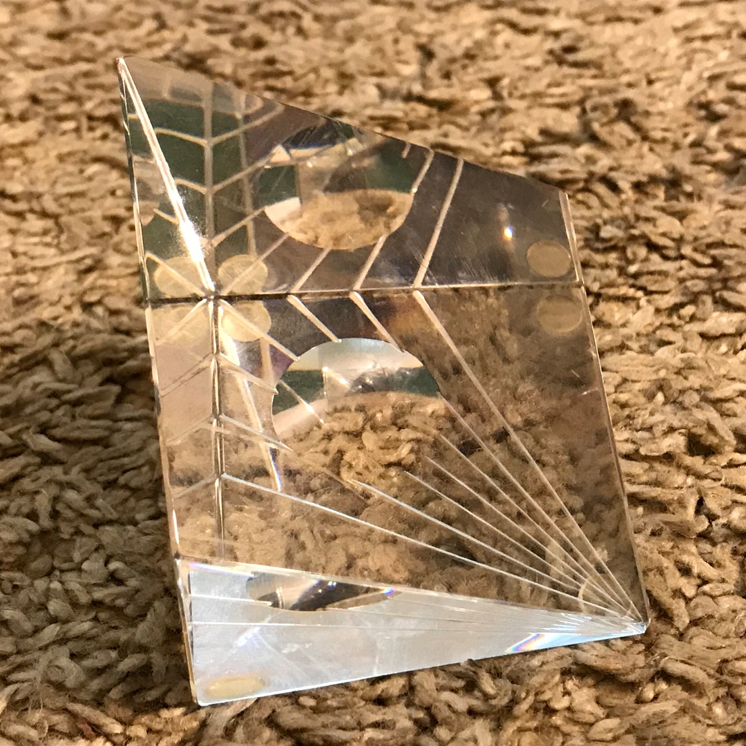 Vintage James Shaw Geometric Art Glass Paperweight - Etsy