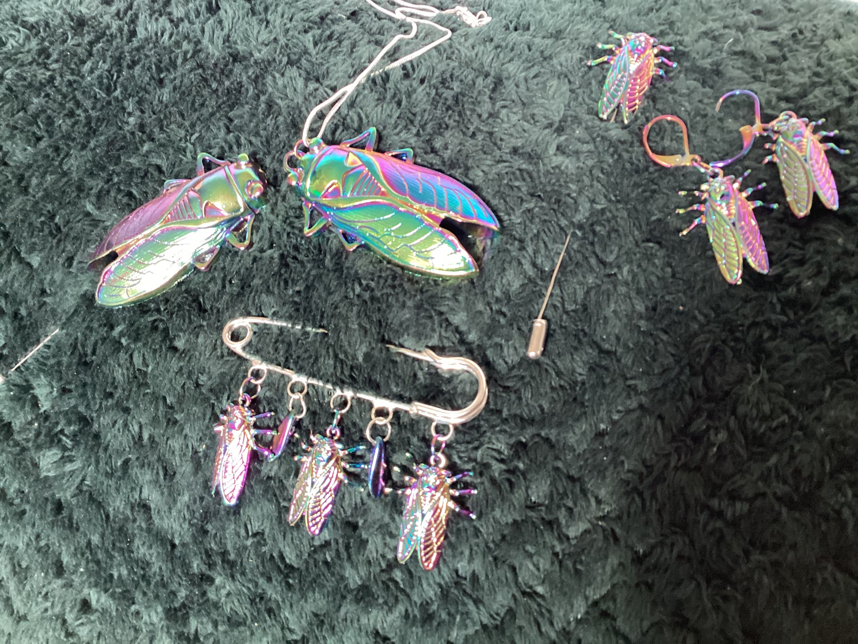 Rainbow Ion Plated Cicada Bug Rainbow Jewellery Inspired by Art Nouveau ...