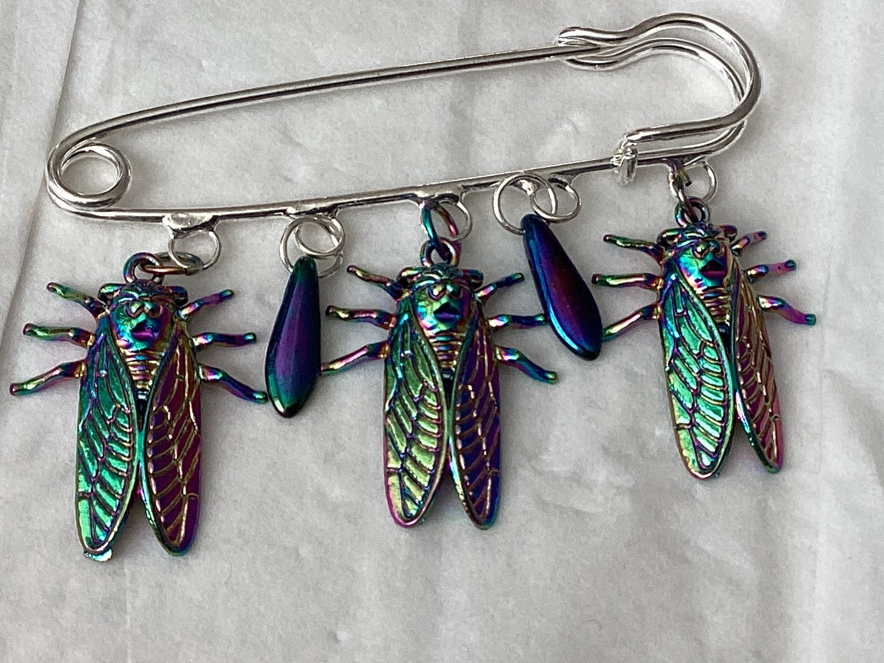 Rainbow Ion Plated Cicada Bug Rainbow Jewellery Inspired by Art Nouveau ...