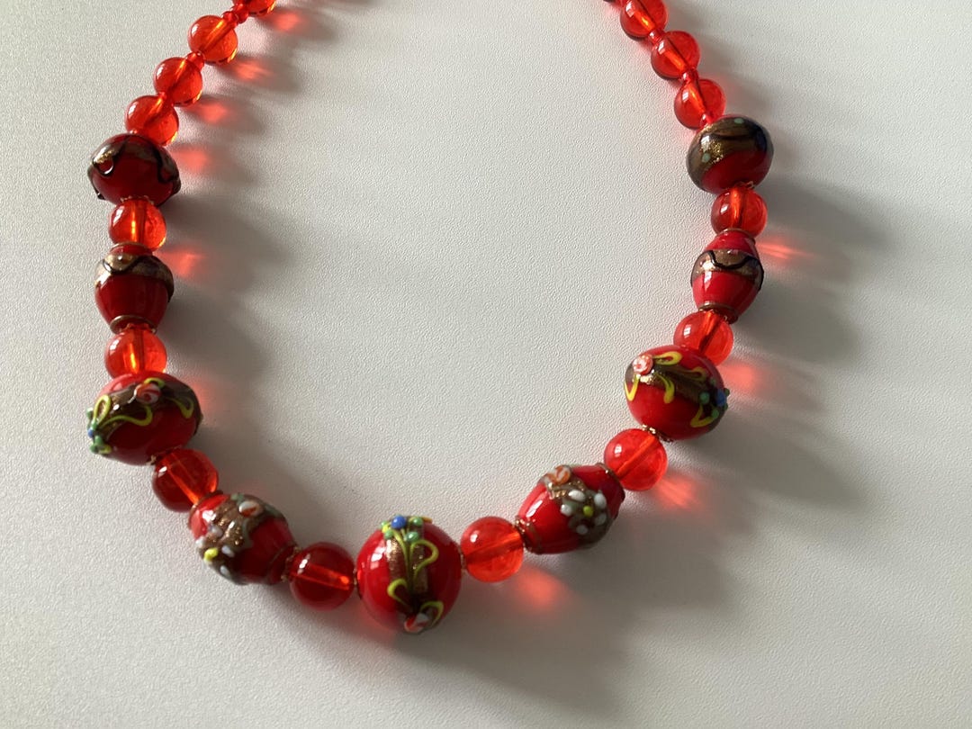 Vintage Wedding Cake Beads in Vibrant Red With Extender Chain - Etsy