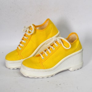 Pale Yellow Summer Platform Shoes Sneakers Womens Vintage - Etsy