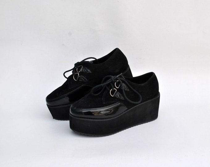Platform Creepers Demonia Shoes Womens Platforms Black Leather Platform ...