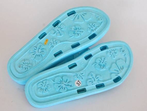 blue summer 90s plastic slippers japanese sandals vi… - Gem
