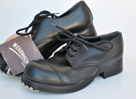 Wehrmacht Total Black Leather Goth Rock Punk Shoes Leather Wehrmacht Total Black Leather Goth Rock Punk Shoes Leather