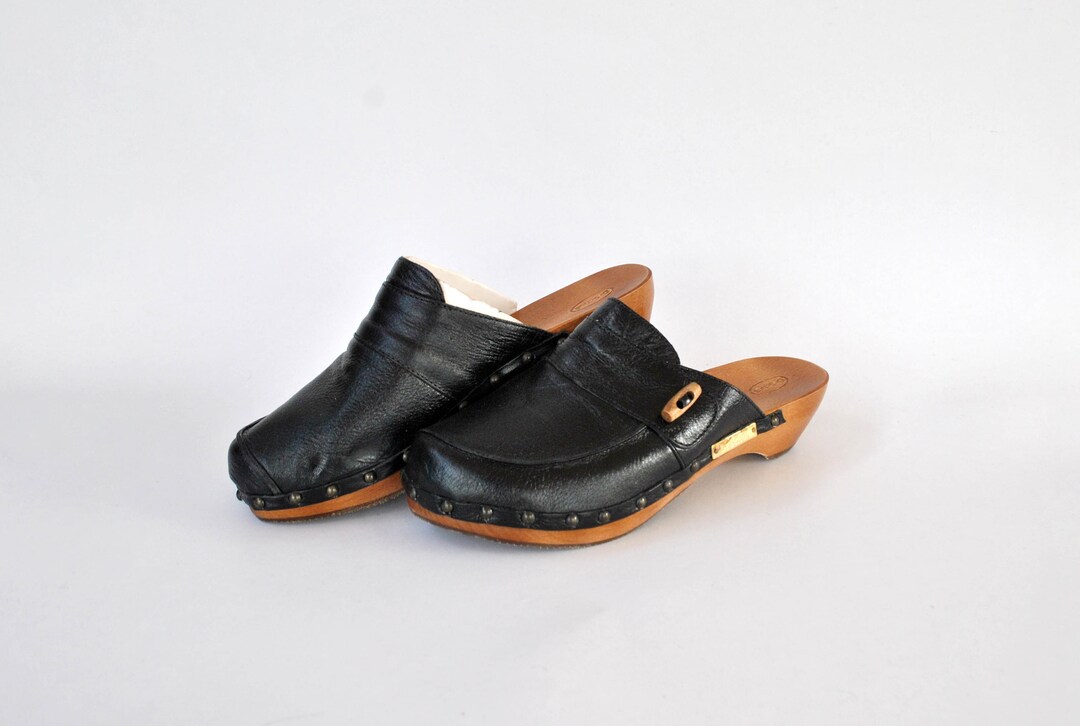 Black Sabot Boho Leather Clogs Farm Orthopedic Designer Slip on Shoes ...