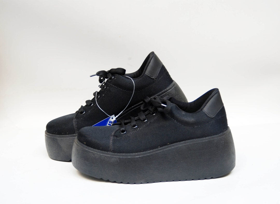 Black Platform Shoes Vintage Platform Sneakers Black Womens - Etsy