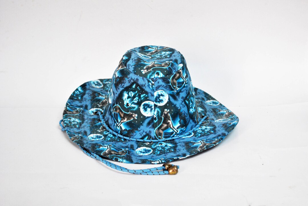 Vintage Howling Wolf Hat Cowboy Beach Hat Blue Fashion Hip Hop ...