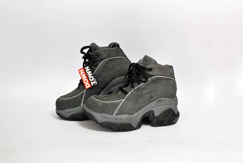 Platform Shoes Sneakers Womens Shoes Gray Boots 90s Platforms High ...