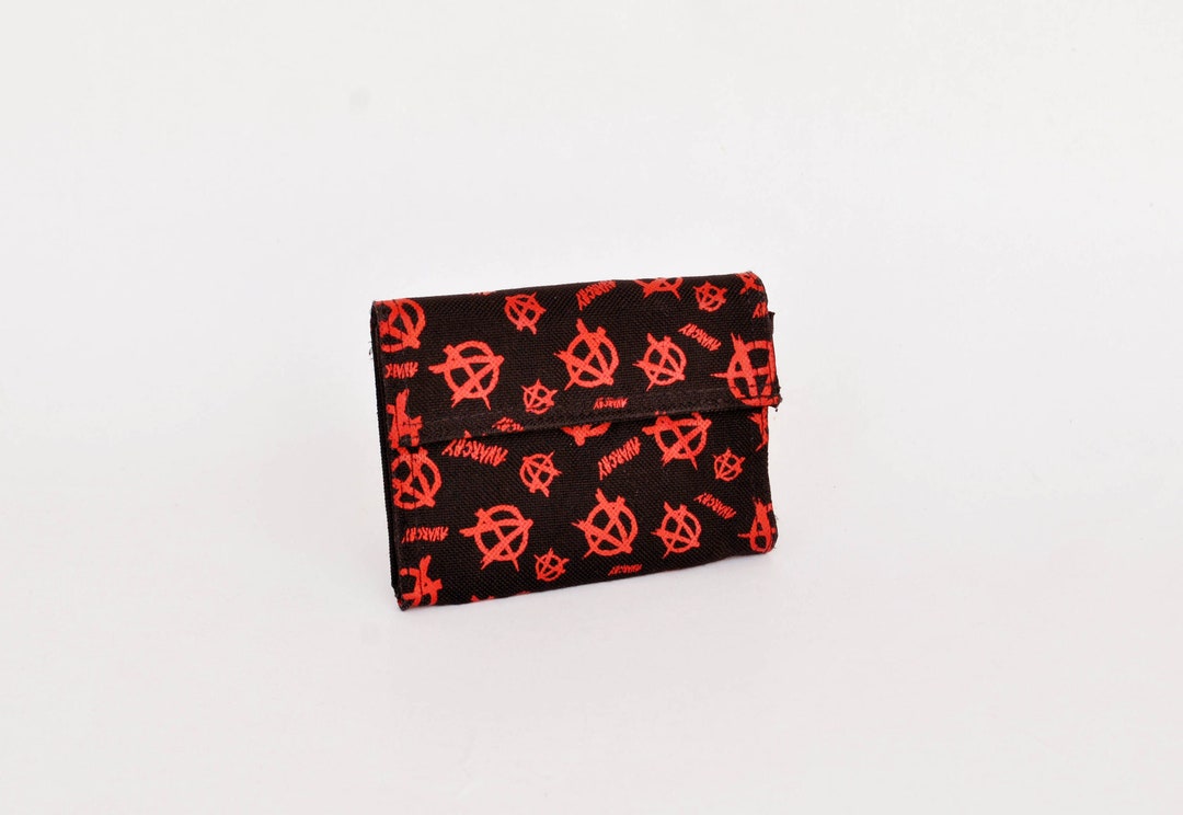 Black Anarchy Print Vintage Wallet Y2k Unisex Small ID Money Holder ...