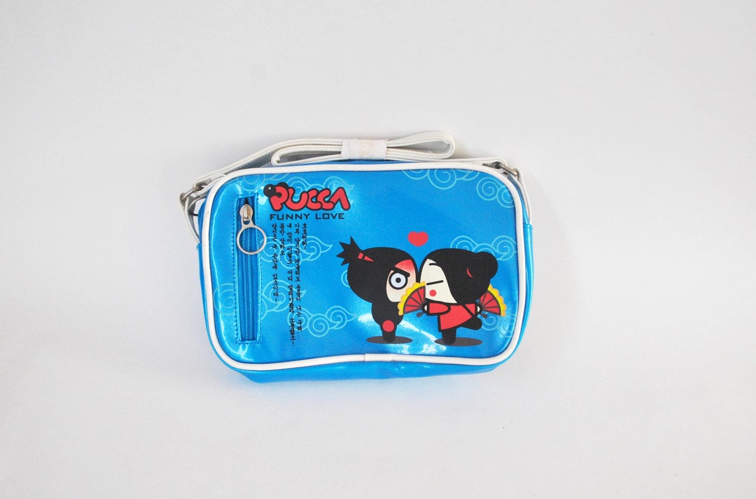 Pucca Shoulder Bag Unisex Vinyl Pvc Cross Bag Square Blue Vintage ...