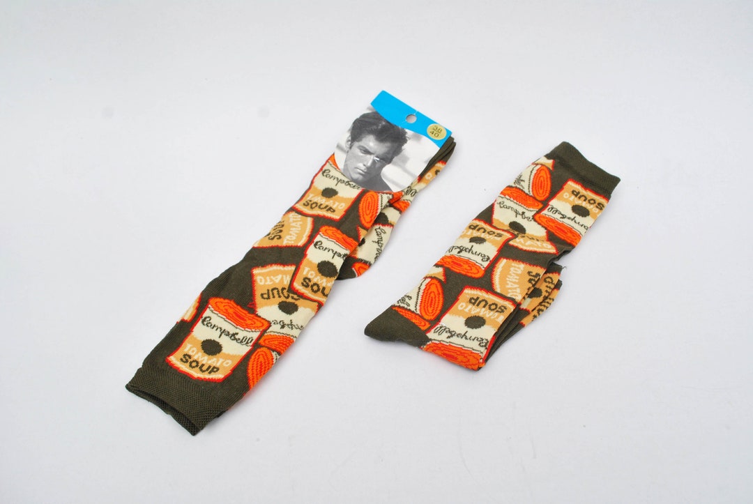 Graphic Novelty Socks – Retro Food Can Pattern – Colorful Art Socks ...