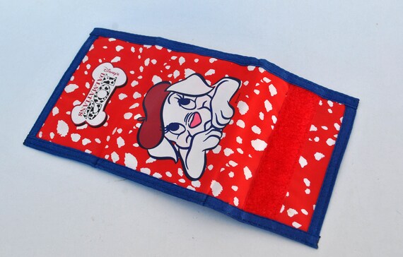 vintage dogs polka red blue velcro wallet 90s unisex… - Gem