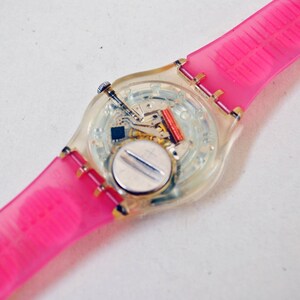 Swatch Plastic Clear Wrist Pink Unisex Round 90s Waterproof Quartz ...