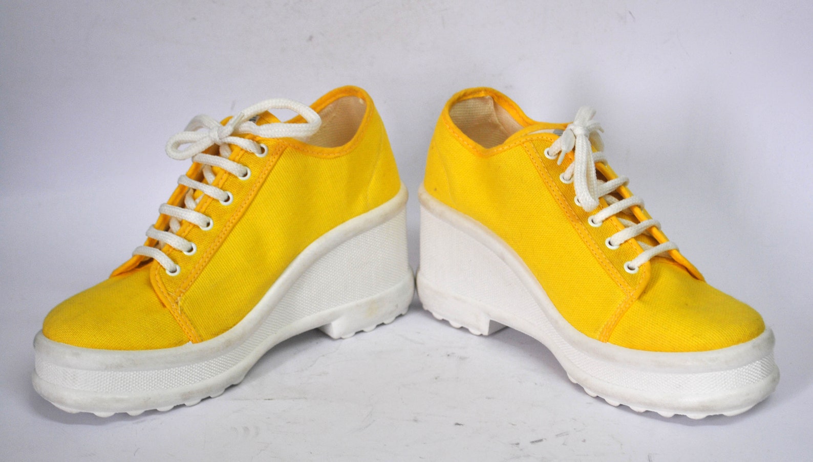 Pale Yellow Summer Platform Shoes Sneakers Womens Vintage Platform ...