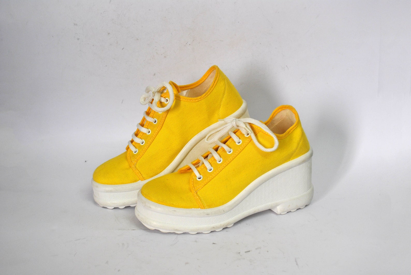 Pale Yellow Summer Platform Shoes Sneakers Womens Vintage - Etsy