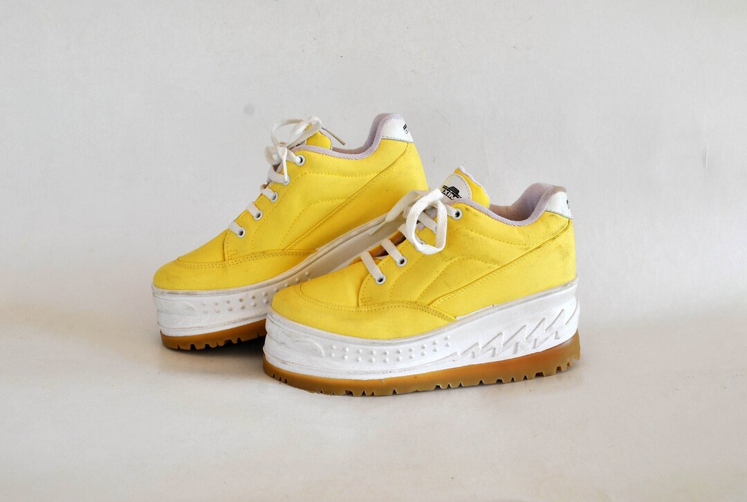Yellow Platform Shoes Platform Sneakers Size Eu 38 Uk 5 Us 7 - Etsy