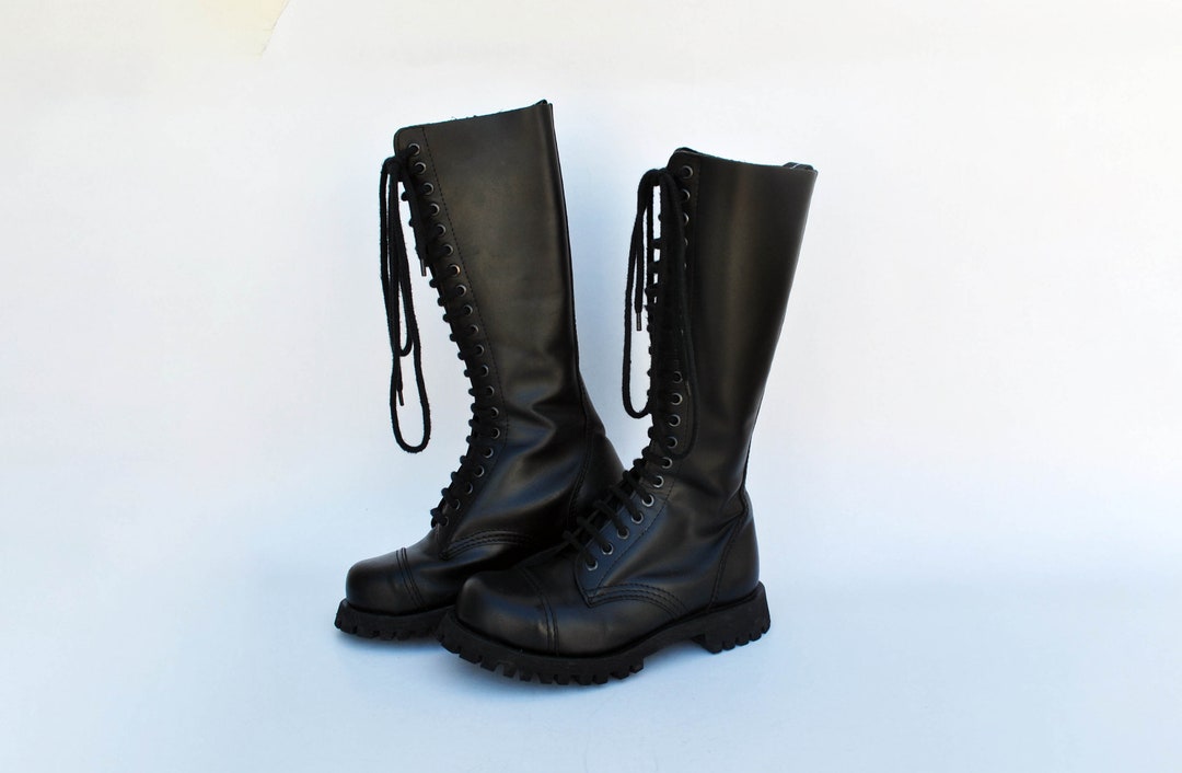 Black Getta Grip Punk Boots Lace up Cowboy Size Eu 37 Uk 4 Us 6 High ...