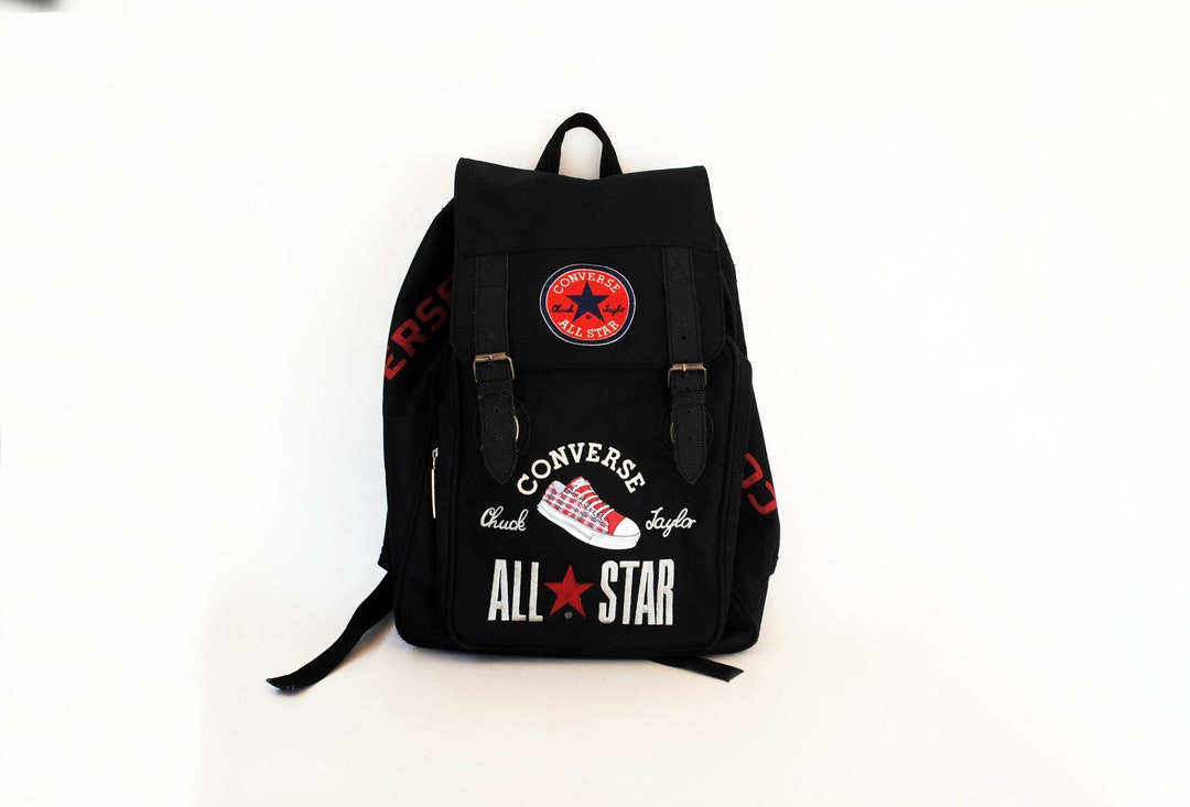 Converse All Star Back Pack Unisex School Bag Square Black Vintage ...