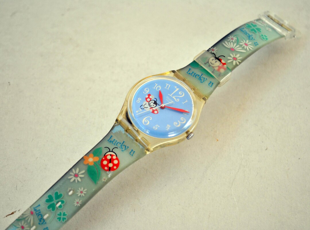 Swatch Plastic Blue Lady Bug Wrist Hippie Unisex Round Waterproof ...