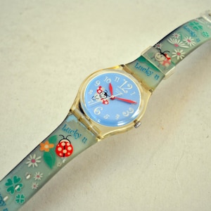 Swatch Plastic Blue Lady Bug Wrist Hippie Unisex Round Waterproof ...