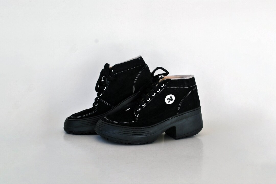 Y2k Platform Shoes Black Sneakers Size Eu 38 Uk 5 Us 7 Platforms 90s ...
