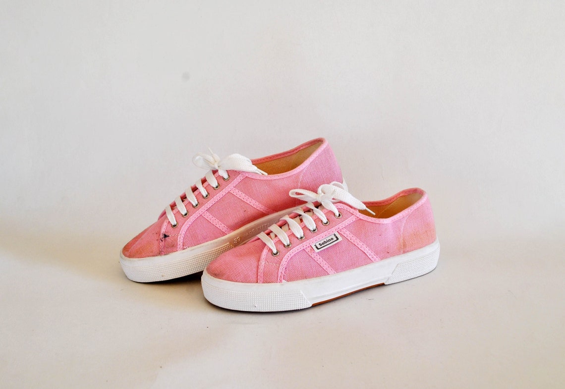 Vintage Canvas Shoes 90s Sneakers Style Flat Tie Sneakers Womens Shoes ...