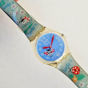 Swatch Plastic Blue Lady Bug Wrist Hippie Unisex Round Waterproof ...
