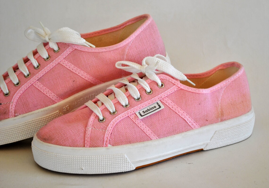 Vintage Canvas Shoes 90s Sneakers Style Flat Tie Sneakers Womens Shoes ...
