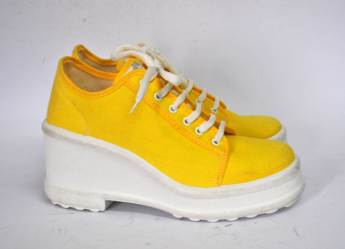 Pale Yellow Summer Platform Shoes Sneakers Womens Vintage Platform ...