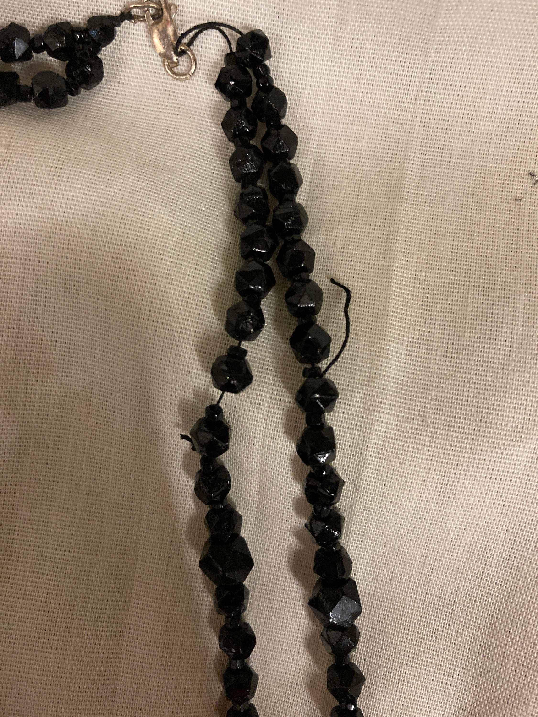 Antique Jet Black Bead Long Necklace Vintage Prop - Etsy