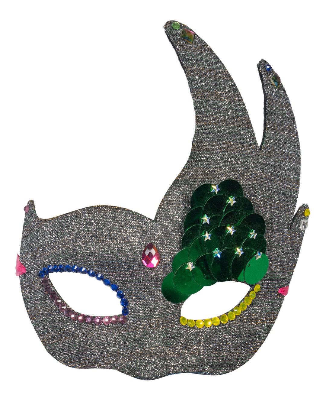 Handmade Asymmetric Glittery Silver Mask Masquerade Stylist Prop Made ...