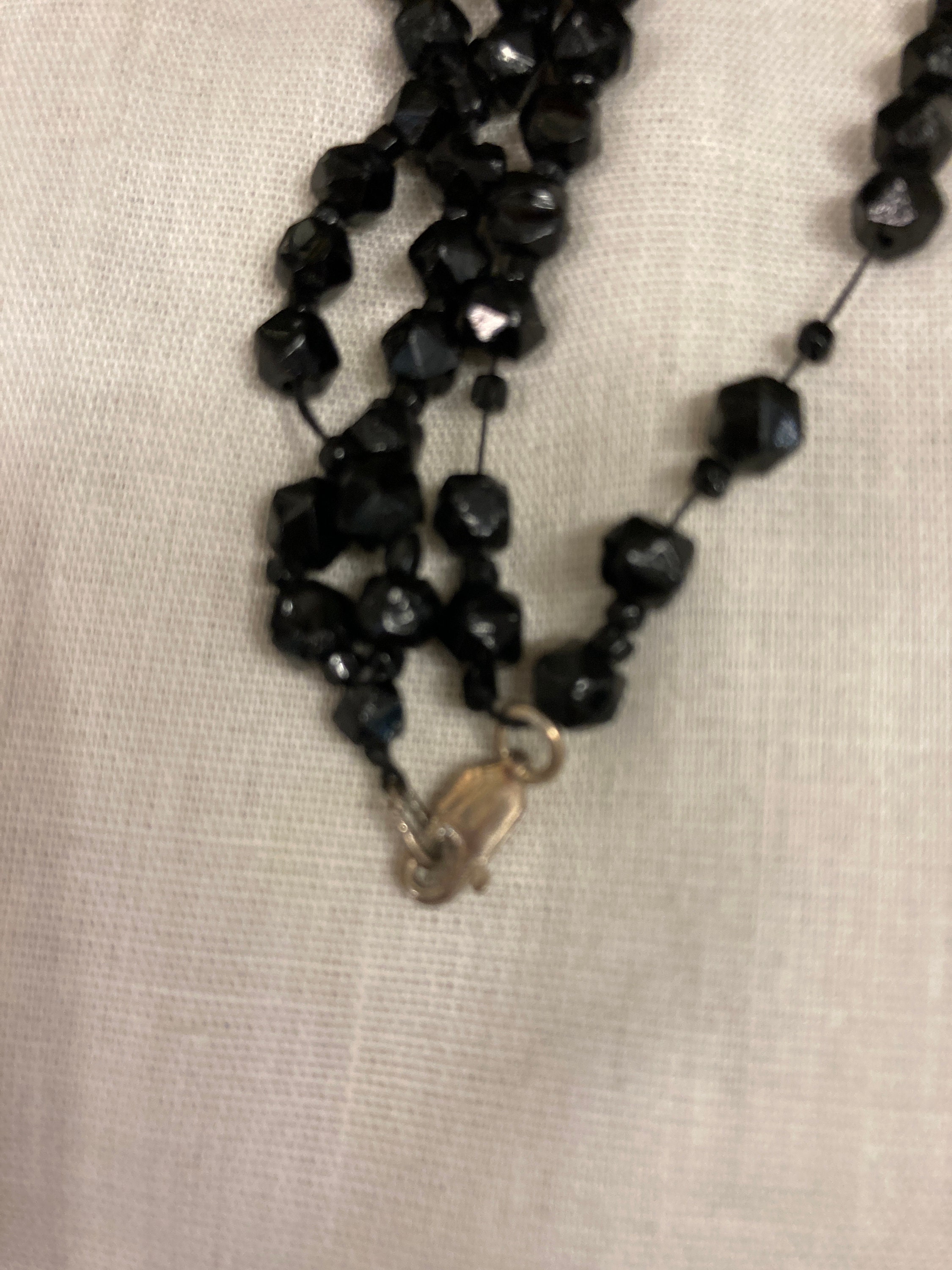 Antique Jet Black Bead Long Necklace Vintage Prop - Etsy
