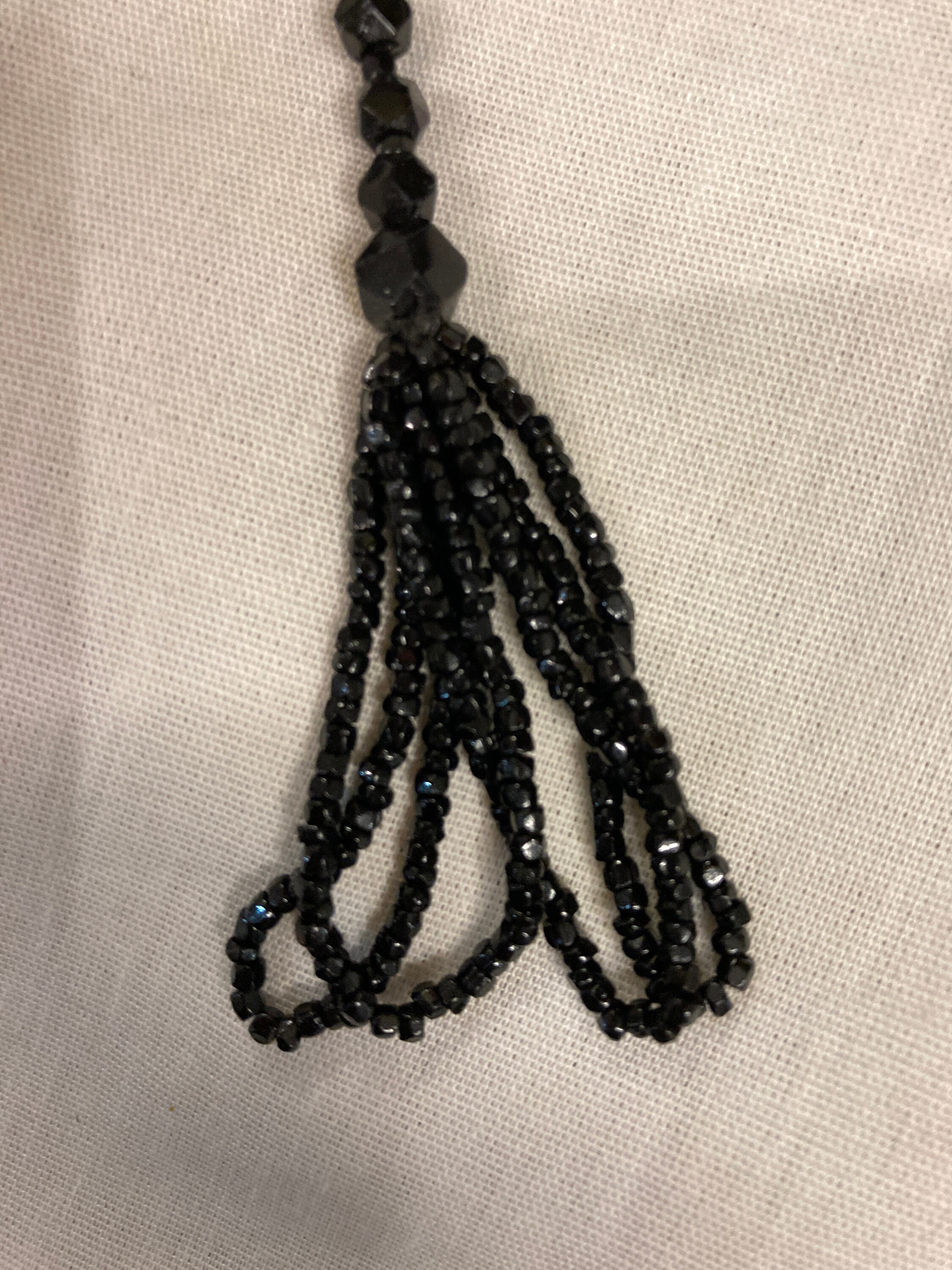 Antique Jet Black Bead Long Necklace Vintage Prop - Etsy