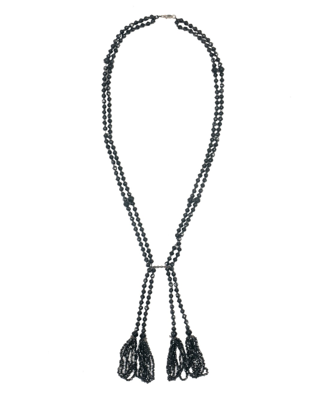 Antique Jet Black Bead Long Necklace Vintage Prop - Etsy