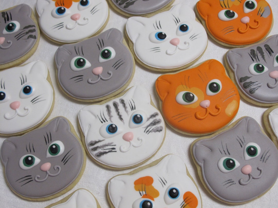 Cat Face Sugar Cookies (1 Dozen) - Etsy