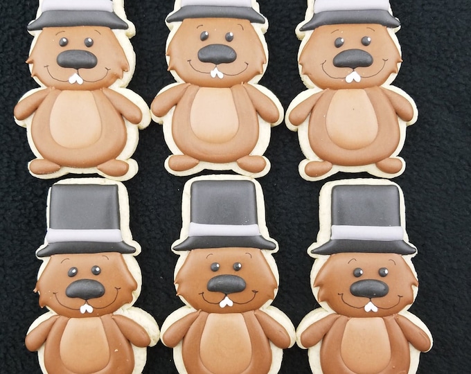 Groundhog Day Decorated Sugar Cookies - Groundhogs Day Party Favor ...